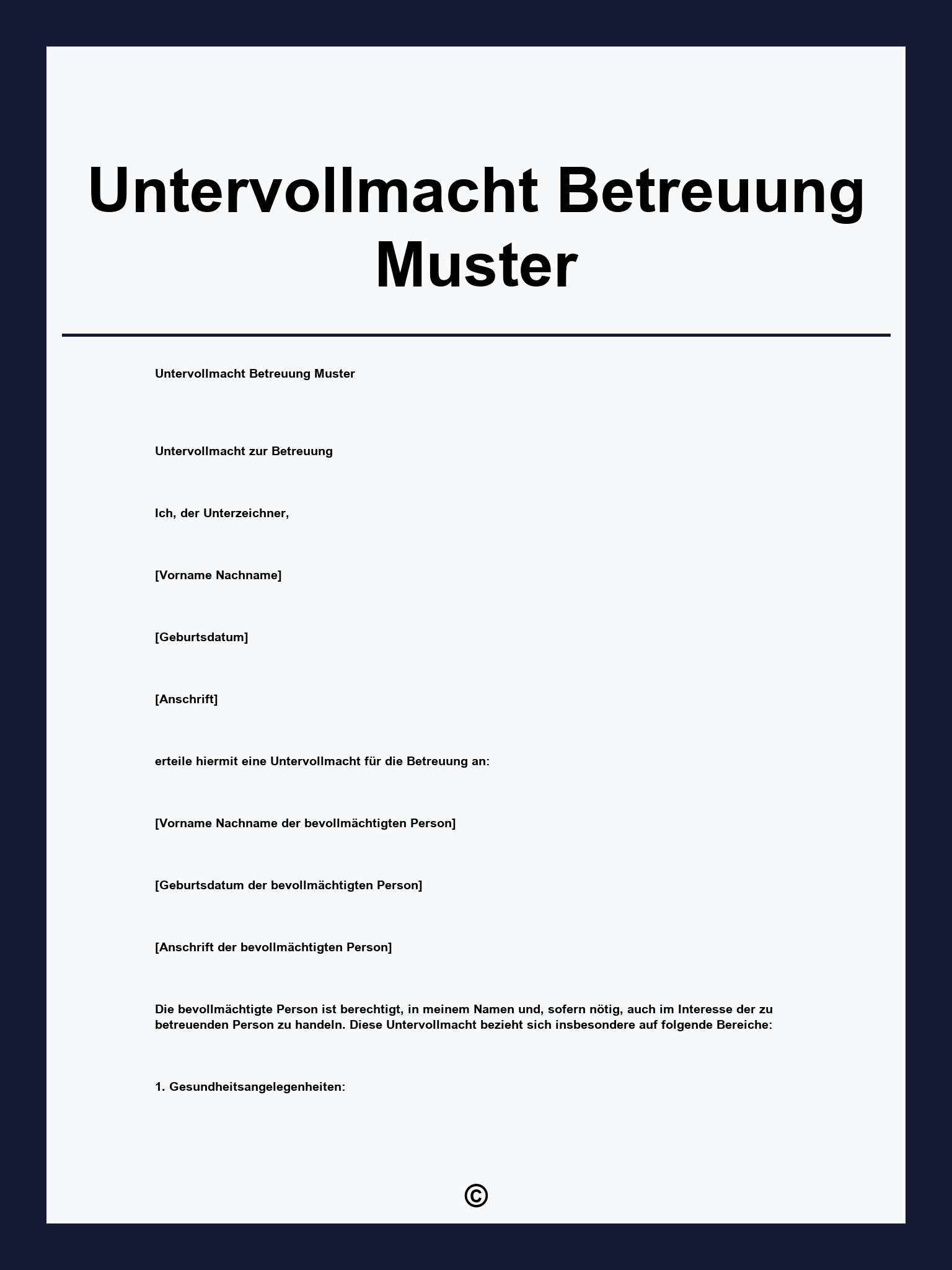 Untervollmacht Betreuung Muster
